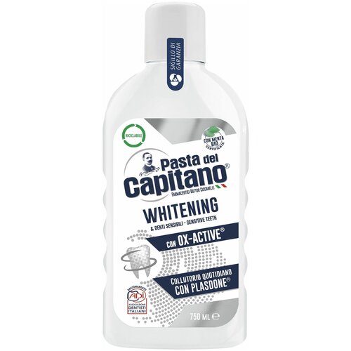 Pasta del Capitano Ополаскиватель для полости рта Whitening with OX-аctive / Отбеливающий с активным кислородом 750 мл
