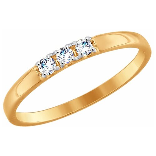 Кольцо Diamant, красное золото, 585 проба, фианит, размер 16
