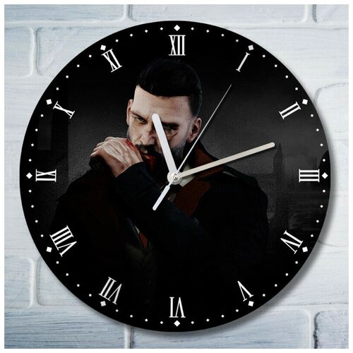Настенные декоративные часы УФ с ярким рисунком, диаметр 28см игры Vampyr (вампир, PS, Xbox, PC, Switch) 4830