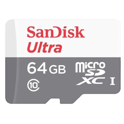 Карта памяти SanDisk Ultra microSDXC UHS-I Cl10, SDSQUNR-064G-GN3MN, 1 шт.