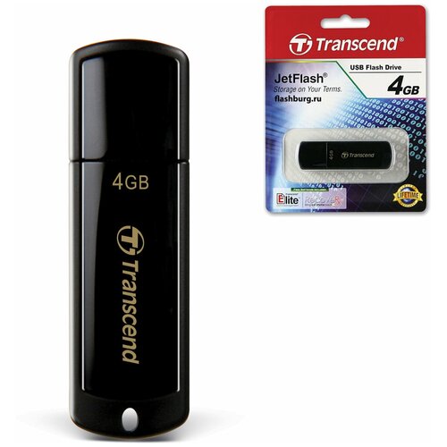 Флеш-диск 4 GB, TRANSCEND Jet Flash 350, USB 2.0, черный, TS4GJF350 В комплекте: 12шт.