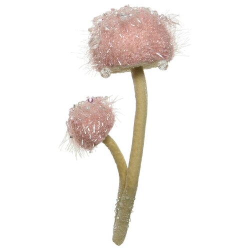 Kaemingk Елочная игрушка Грибочки из Неверлэнда 23 см с нежно-розовой шляпкой, подвеска 611085