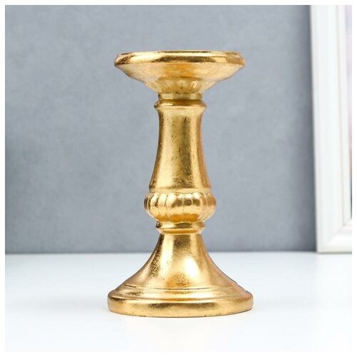 Подсвечник полистоун на 1 свечу 'Колонна' золото 18х10,3х10,3 см