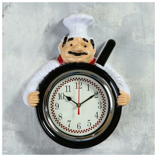 Часы настенные; серия: Кухня;"Повар со сковородой"; дискретный ход;26.5 х 20 см
