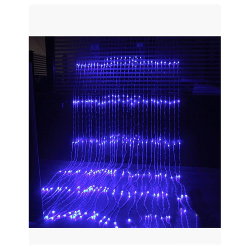 Новогодняя гирлянда светодиодная - Дождь (занавес) "Водопад", 560 LED, синий (3.0 м х 3.0 м), с возможностью наращивания