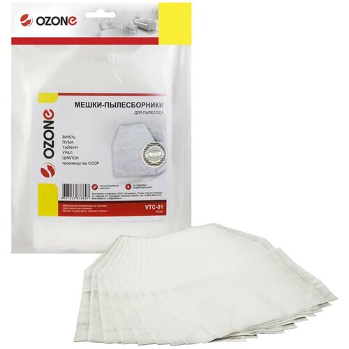 Мешки-пылесборники Ozone VTC-01 синтетические 10 шт для вихрь, пума, тайфун и др.