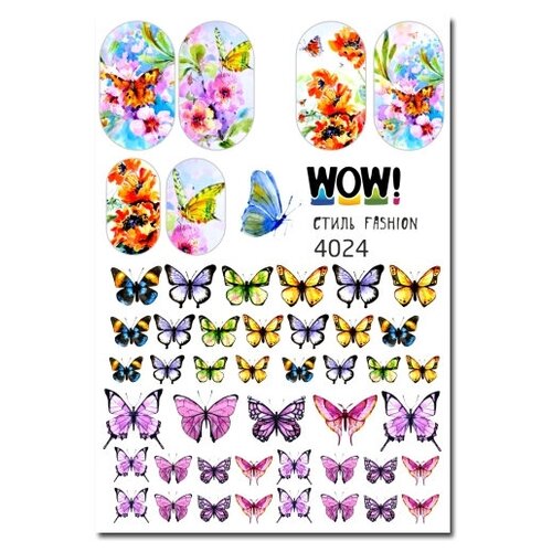 Слайдер водные наклейки для ногтей Бабочки Цветные Разноцветные Цветы Цветочки Лето Летние маникюра декор стикер на ногти для дизайна