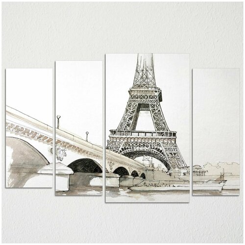 Модульная картина на Стекле - "Эйфелева башня, Париж", размер 120х80 см