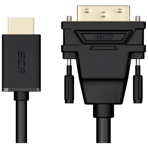 GCR Кабель 15.0m HDMI-DVI черный, OD8.0mm, 28 AWG, позолоченные контакты, 19M / 25M Dual Link, тройной экран