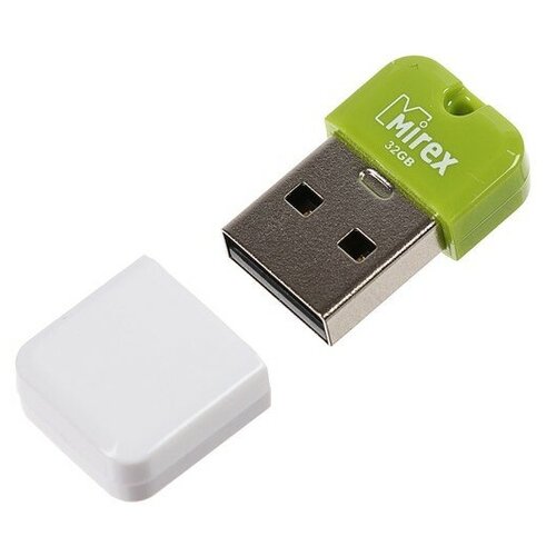 Флешка Mirex ARTON GREEN, 32 Гб, USB2.0, чт до 25 Мб/с, зап до 15 Мб/с, белая-зеленая