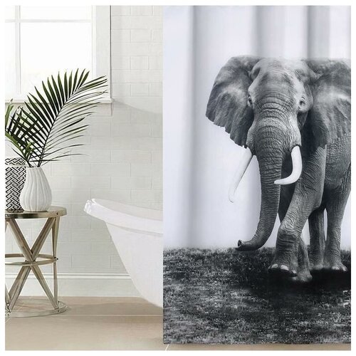 Штора для ванной комнаты Доляна «Слон», 180×180 см, полиэстер