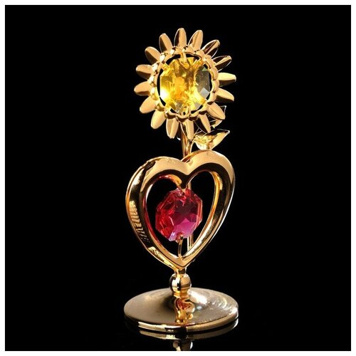 Сувенир «Сердце с солнцем» 3×3×8 см с кристаллами