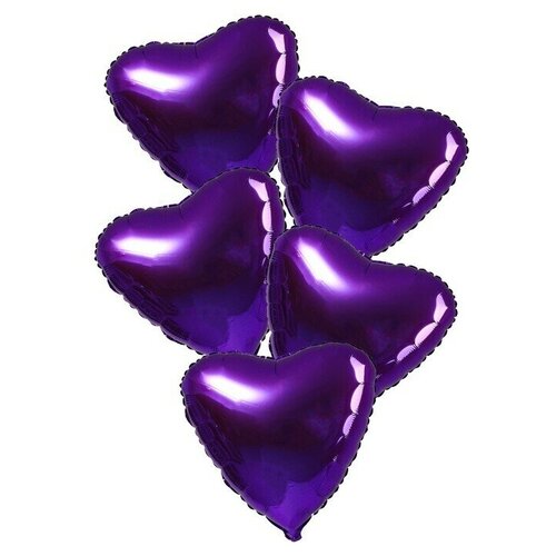 Набор фольгированных шаров 'Сердца', пурпурный, набор 5шт.