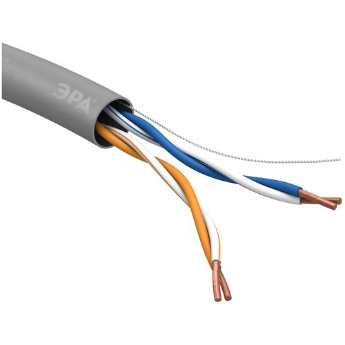 Кабель витая пара U/UTP кат.5E 2х2х24AWG solid CU PVC сер. (м) Эра Б0044428