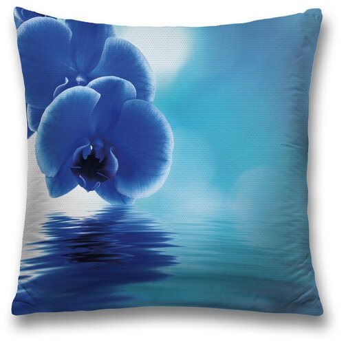 Чехол для подушки JoyArty Синяя орхидея (sl_30037), 45x45 см, синий/голубой