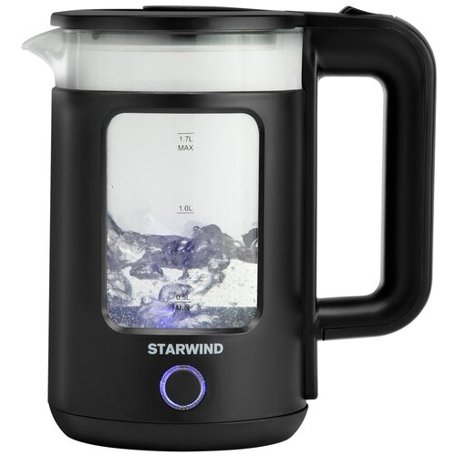 Чайник электрический Starwind SKG1053 1.7л. 1800Вт черный (корпус: стекло)