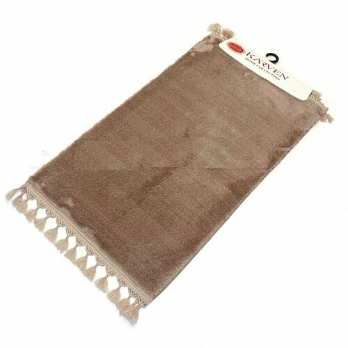 Набор ковриков для ванной мех с бахромой KARVEN KV414 POST DOKUMA SACAKLI коричневый 50х60 (1шт), 60х100 (1шт)