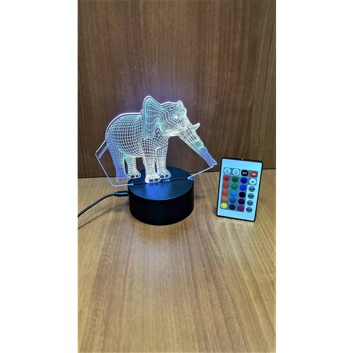 3D Светильник с пультом " Слон " №76