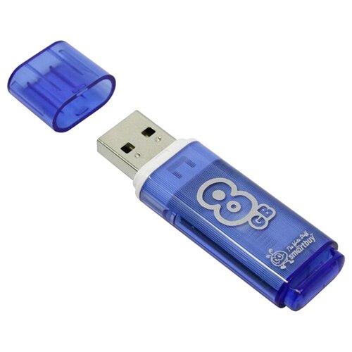 Память Smart Buy "Glossy" 8GB, USB 2.0 Flash Drive, голубой - 3 шт.