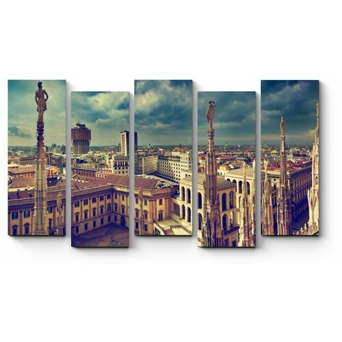 Модульная картина Захватывающая панорама с крыши Миланского Собора 110x64