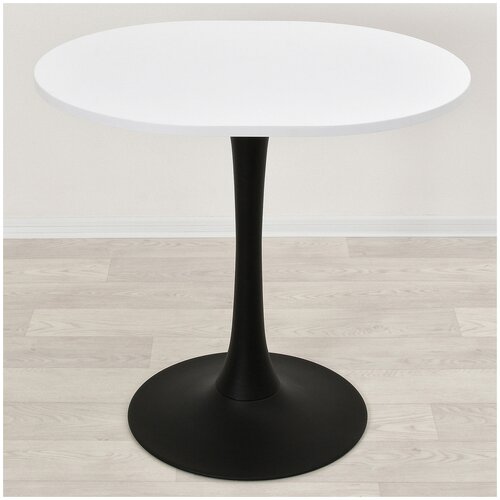 Овальный обеденный стол Tulip 23 белый/чёрный (800х650)