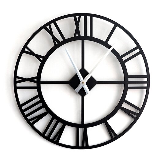 Настенные часы на кухню Roomton Лофт Черные 50 см, большие интерьерные часы в гостиную