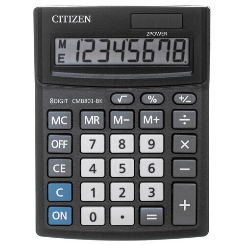Калькулятор настольный 8-разрядный, Citizen Business Line CMB801BK, двойное питание, 103 х 138 х 24 мм, чёрный