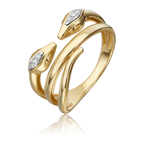 Кольцо PLATINA, комбинированное золото, 585 проба, родирование, бриллиант, размер 17