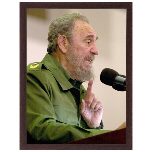 Портрет Фиделя Кастро, в рамке, печать на фотобумаге 30х40 см.