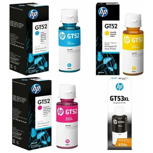 HP Картриджи комплектом HP M0H56AE-M0H55AE-M0H54AE-1VV21AE GT52 Y, GT52 M, GT52 C, GT53XL полный набор