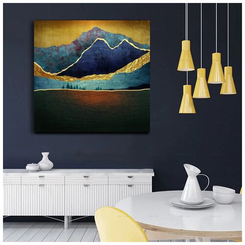 Интерьерная картина на холсте в гостиную/зал/спальню "Винтажные горы", холст на подрамнике, 50х50 см