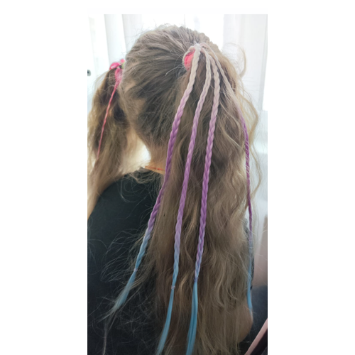 Цветные косички для волос, на резинке 40см.