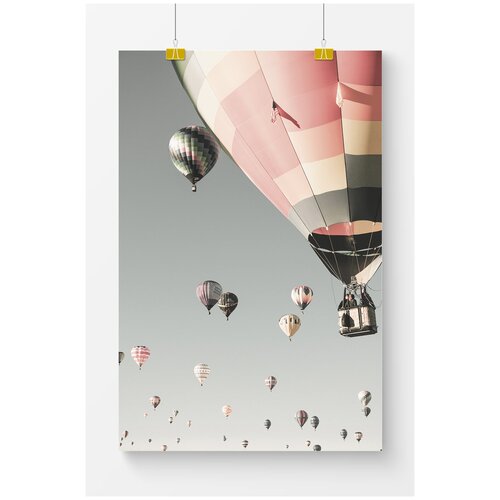 Постер для интерьера Postermarkt Воздушные шары в небе №2, 50х70 см, в тубусе