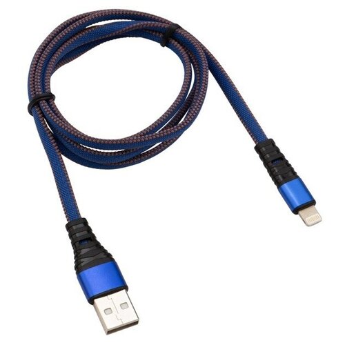 Кабель USB - Lightning 2.4 A, синяя нейлоновая оплетка