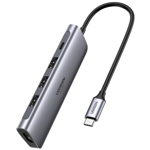 USB-концентратор  UGreen CM136, разъемов: 3, 0.15 см, серый космос