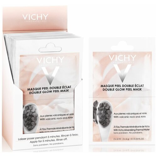 Vichy Маска-пилинг Masques Двойное сияние с фруктовыми кислотами, саше, 2 х 6 мл. Аптечная косметика