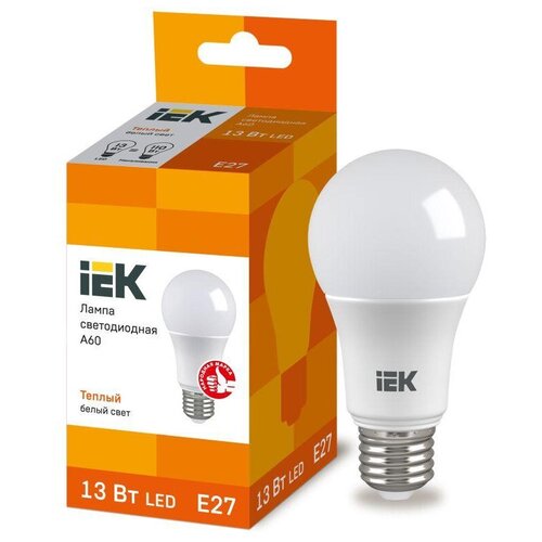 Лампа светодиодная ECO A60 13Вт грушевидная 230В 3000К E27, IEK LLE-A60-13-230-30-E27 (10 шт.)