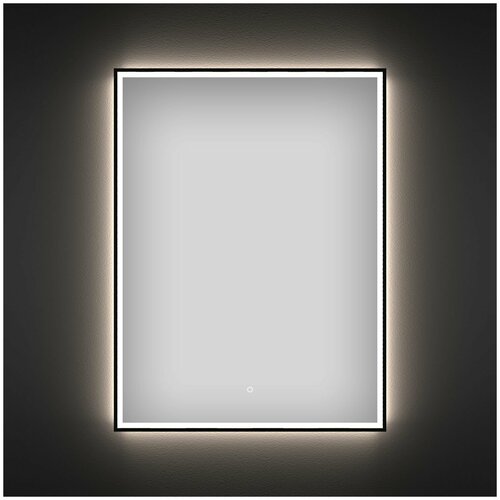 Настенное зеркало в ванную с подсветкой для макияжа Wellsee 7 Rays' Spectrum 172201140 : влагостойкое зеркало 50х60 см с черным матовым контуром