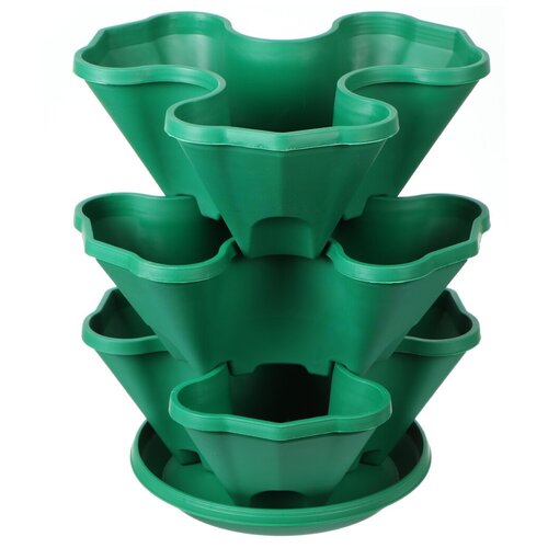 Кашпо Darel Plastic подвесной Каскад с поддоном, 3 шт, 12л, 33x17 см, 34x32x17 см, темно-зеленый