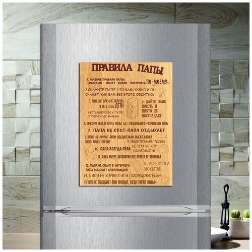 Магнит табличка на холодильник (20 см х 15 см) Правила папы Сувенирный магнит Подарок для папы Декор интерьера №6