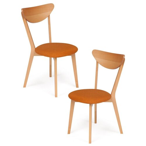 Комплект стульев TetChair MAXI, массив дерева/текстиль, 2 шт., цвет: бук/оранжевый