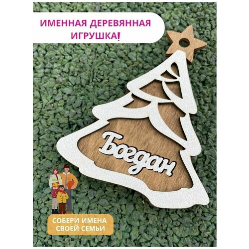 Елочная игрушка новогодняя с именем "Богдан"