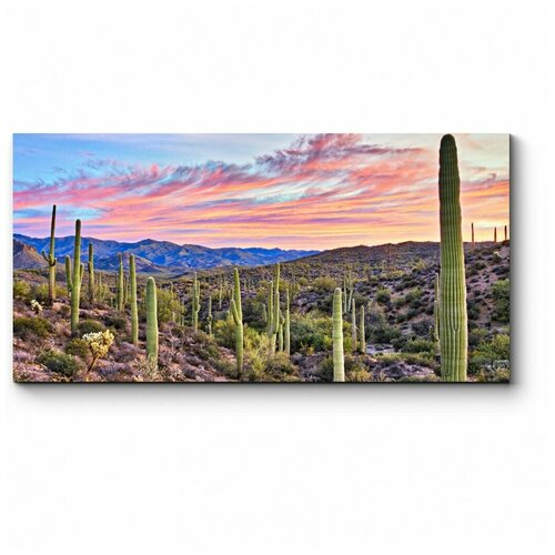 Модульная картина Закат в пустыне Соноран 140x70