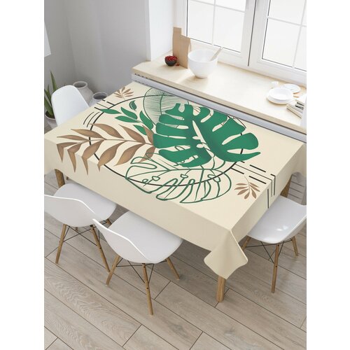 Прямоугольная тканевая скатерть на стол JoyArty с рисунком "Листья монстеры" 145 на 180 см