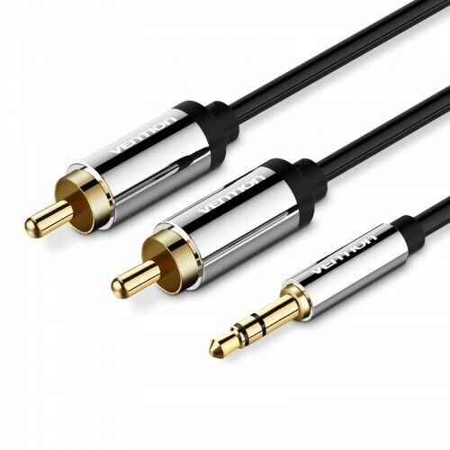 Кабель акустический Vention P550AC500-S Jack 3,5 mm M/2RCA M - 5 м Чёрный