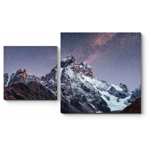Модульная картина Заснеженные вершины под фантастическим звездным небом 130x78