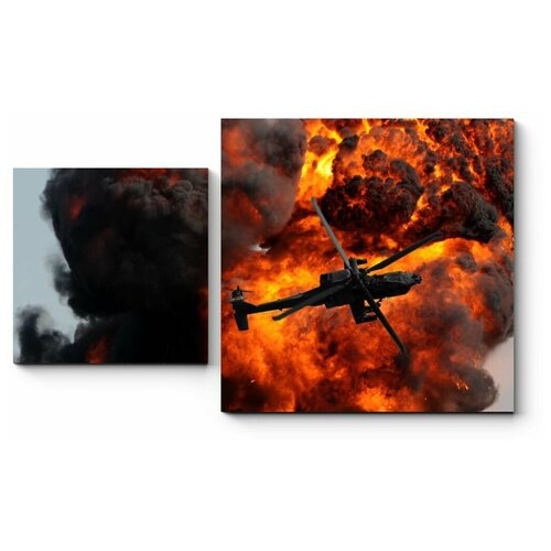 Модульная картина Вертолет против гигантского взрыва110x66