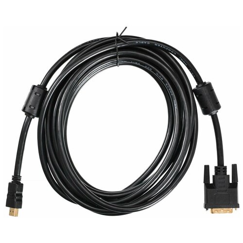 Кабель Buro HDMI-19M-DVI-D-5M HDMI (m) DVI-D (m) 5 м, ферритовые кольца, черный
