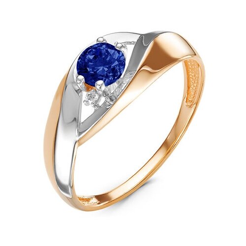 Кольцо Diamant online, золото, 585 проба, корунд, фианит, размер 17.5