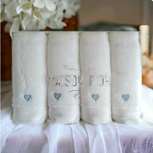 Набор полотенец Maison D"or Soft hearts голубой 4 шт. 30*50